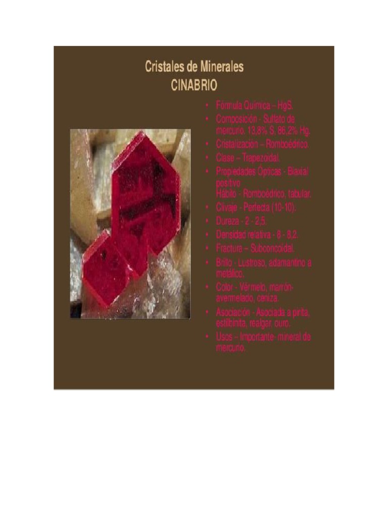 Cinabrio | PDF | Minerales | Mineralogía