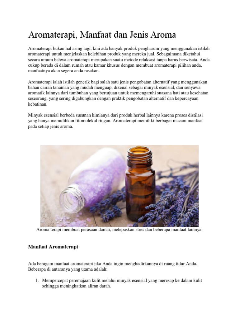 Manfaat dan Jenis Aromaterapi Herbal | PDF | Kesehatan Holistik