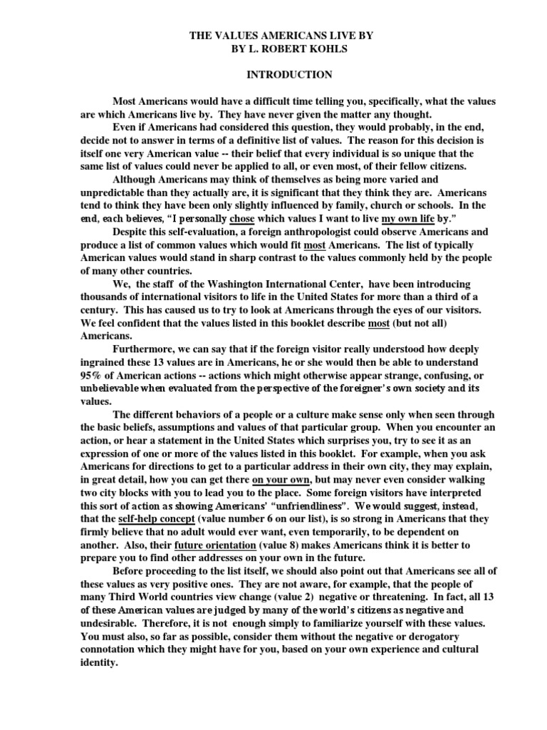 Key American Values Explained | PDF | Competition | Human