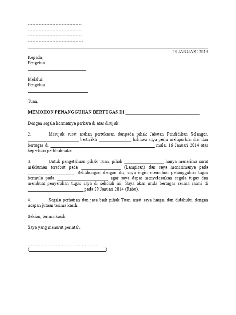 Surat Penangguhan Bertugas | PDF