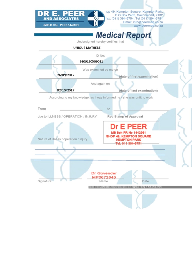 Doctors Report | PDF
