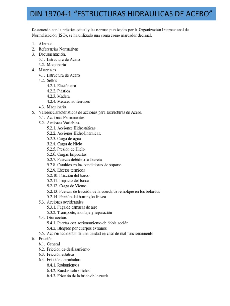 DIN 19704-1: Estructuras Hidráulicas de Acero | PDF | Acero | Fricción