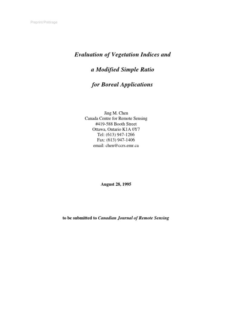 Modified Simple Ratio (MSR) | PDF | Infrared | Teaching Mathematics