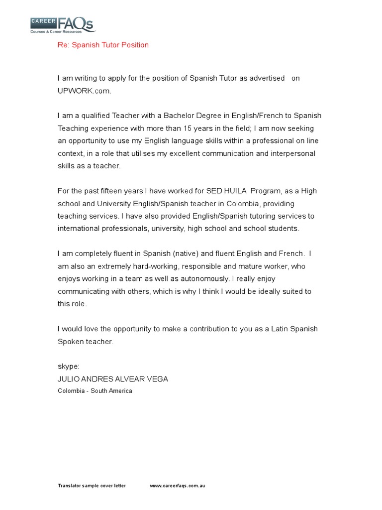 Cover Letter | PDF | Spanish Language | Teachers