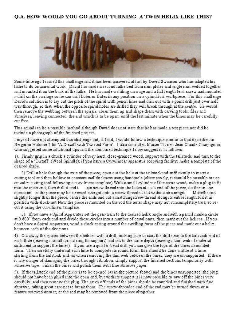 TURNING A TWIN HELIX | PDF | Helix | Tools