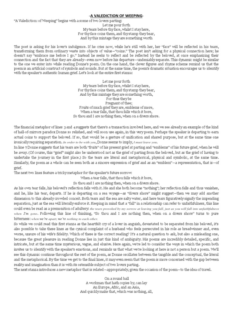 A Valediction of Weeping | PDF | Poetry | Science