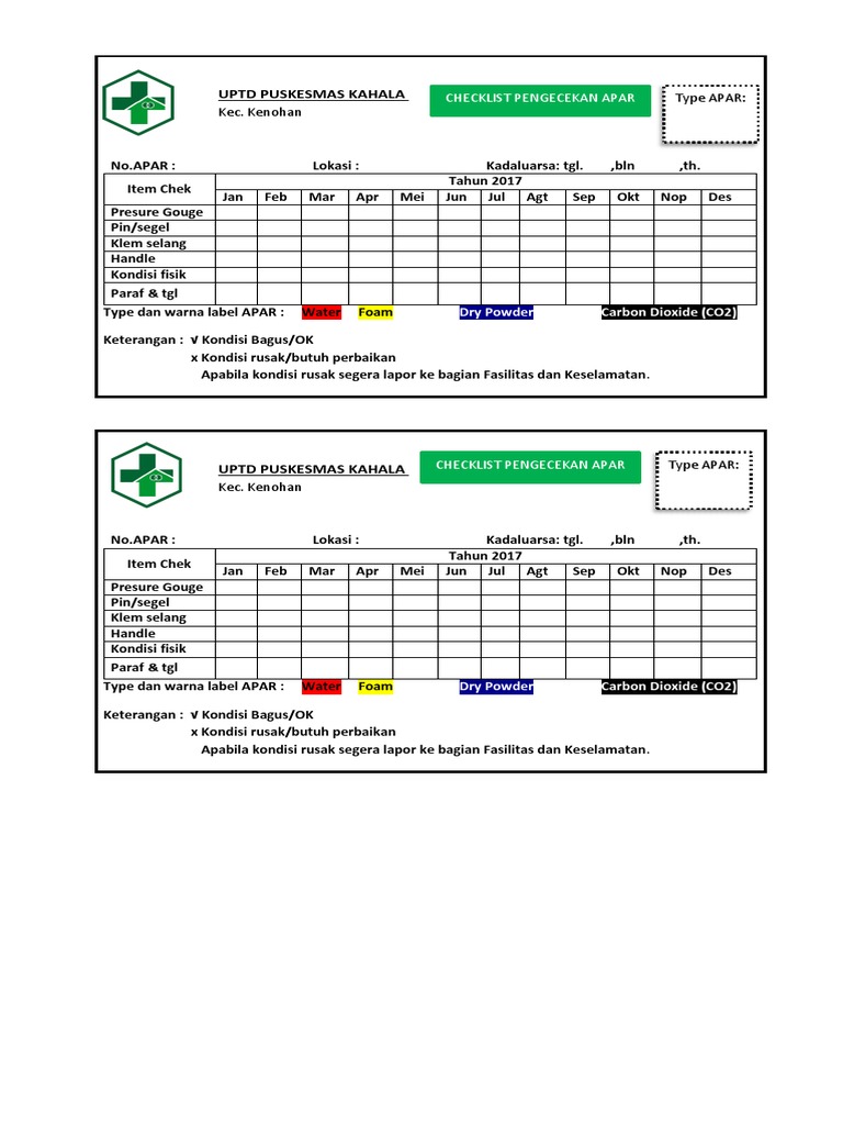 Checklist Penggunaan Apar | PDF