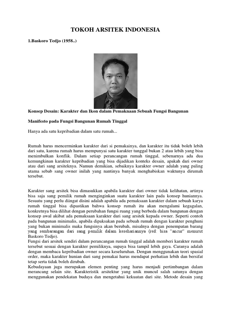 Tokoh Arsitek Baskoro Tedjo | PDF