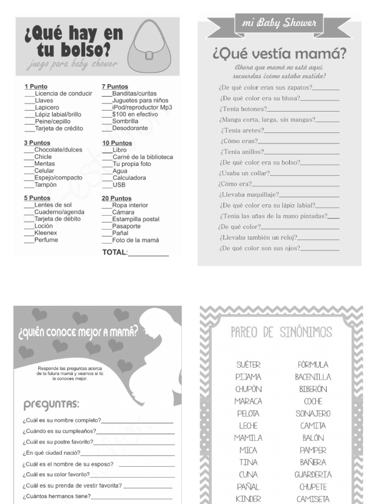 Juegos Baby Shower | PDF