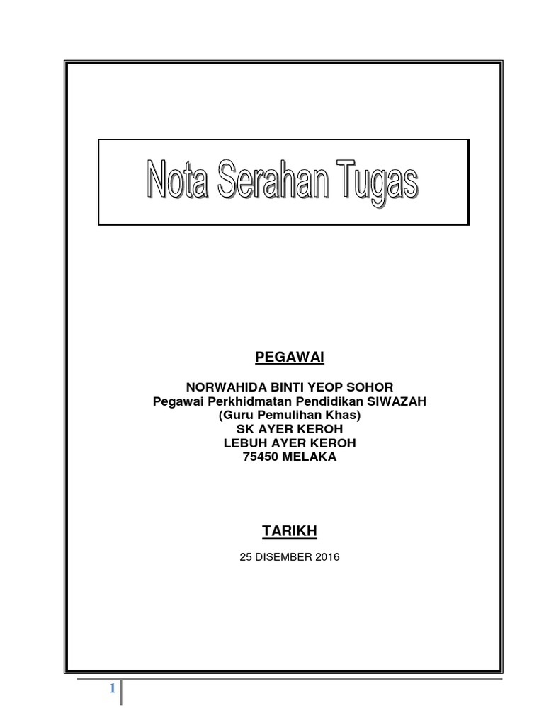 Nota Serah Tugas Guru Pemulihan | PDF