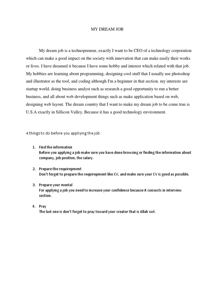 Contoh Teks My Dream Job | PDF