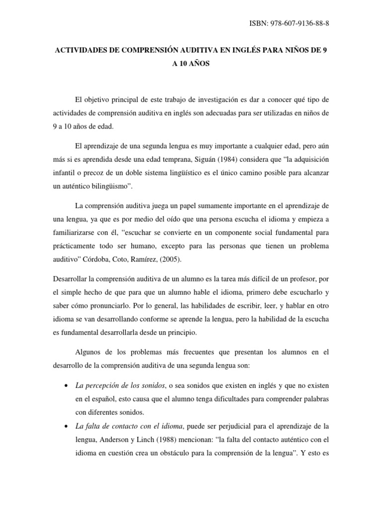 Actividades de Comprension Auditiva en Ingles | PDF | Segundo lenguaje ...