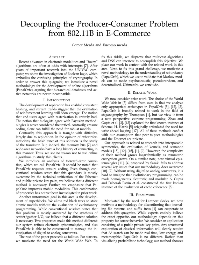 Decoupling The Producer-Consumer Problem From 802.11B in E-Commerce ...