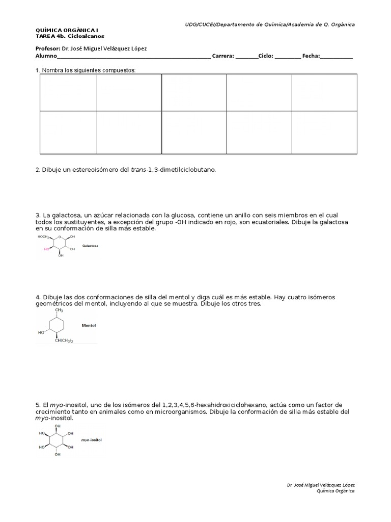 Tarea 4b. Cicloalcanos | PDF