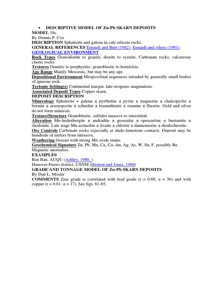 Model of ZN-PB Skarn | PDF