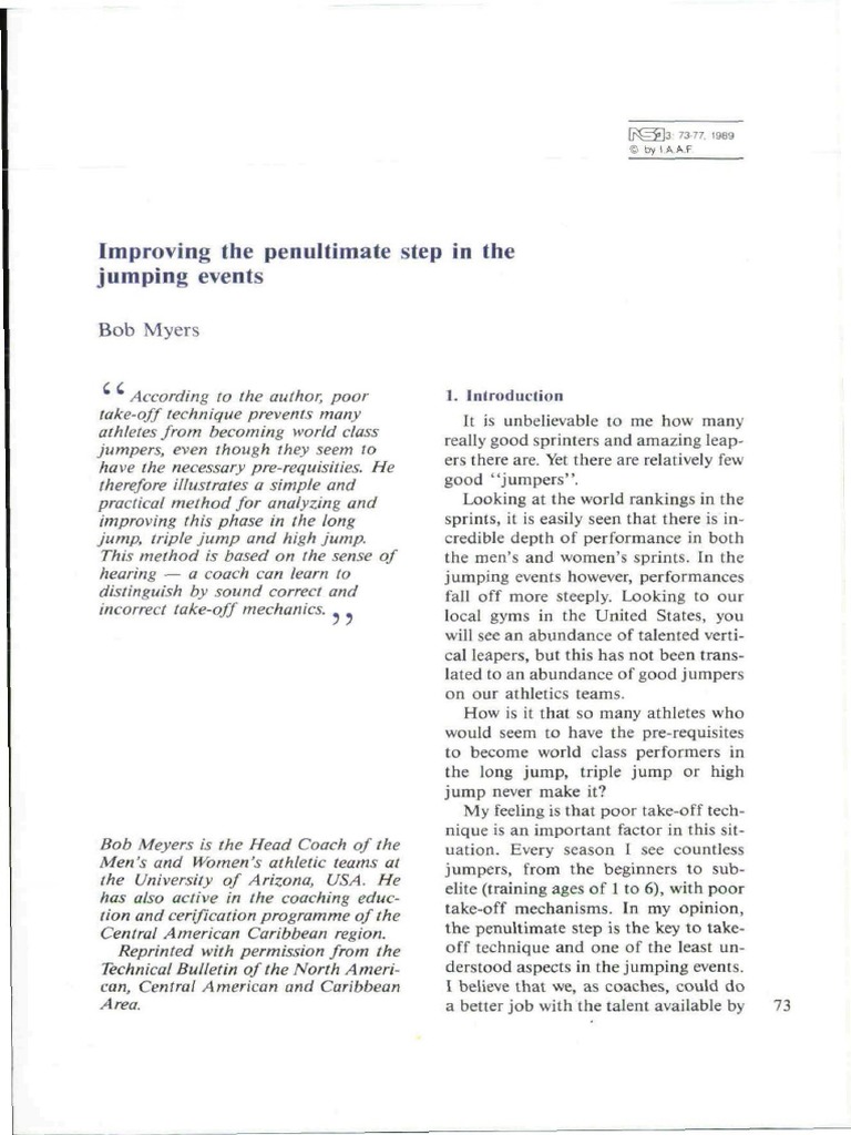 Improving The Penultimate Step in The Jumping | PDF | Athletic Sports ...