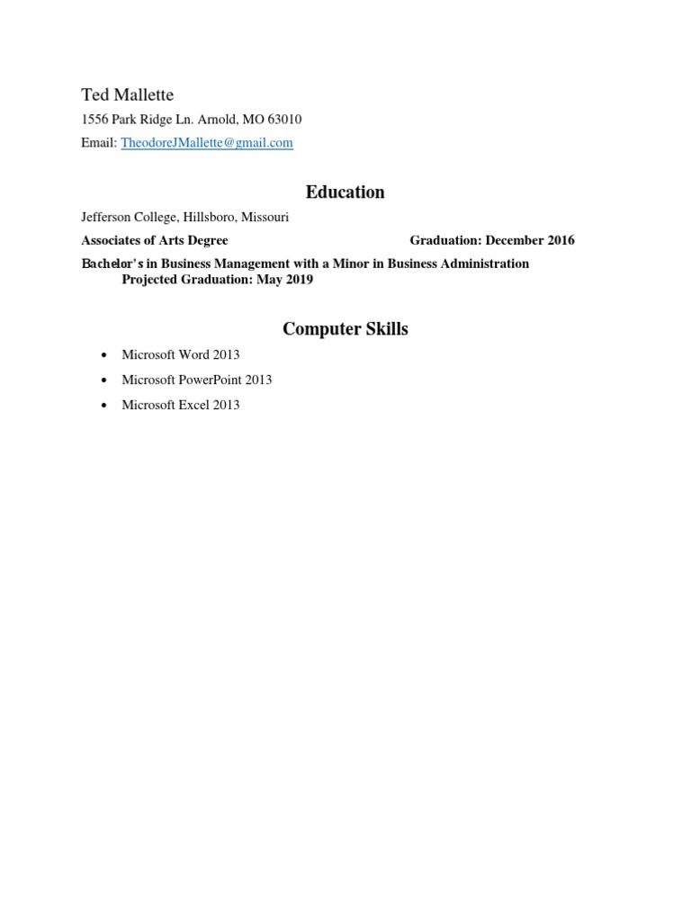 Ted Mallette's Education & Skills Profile | PDF | Career & Growth ...