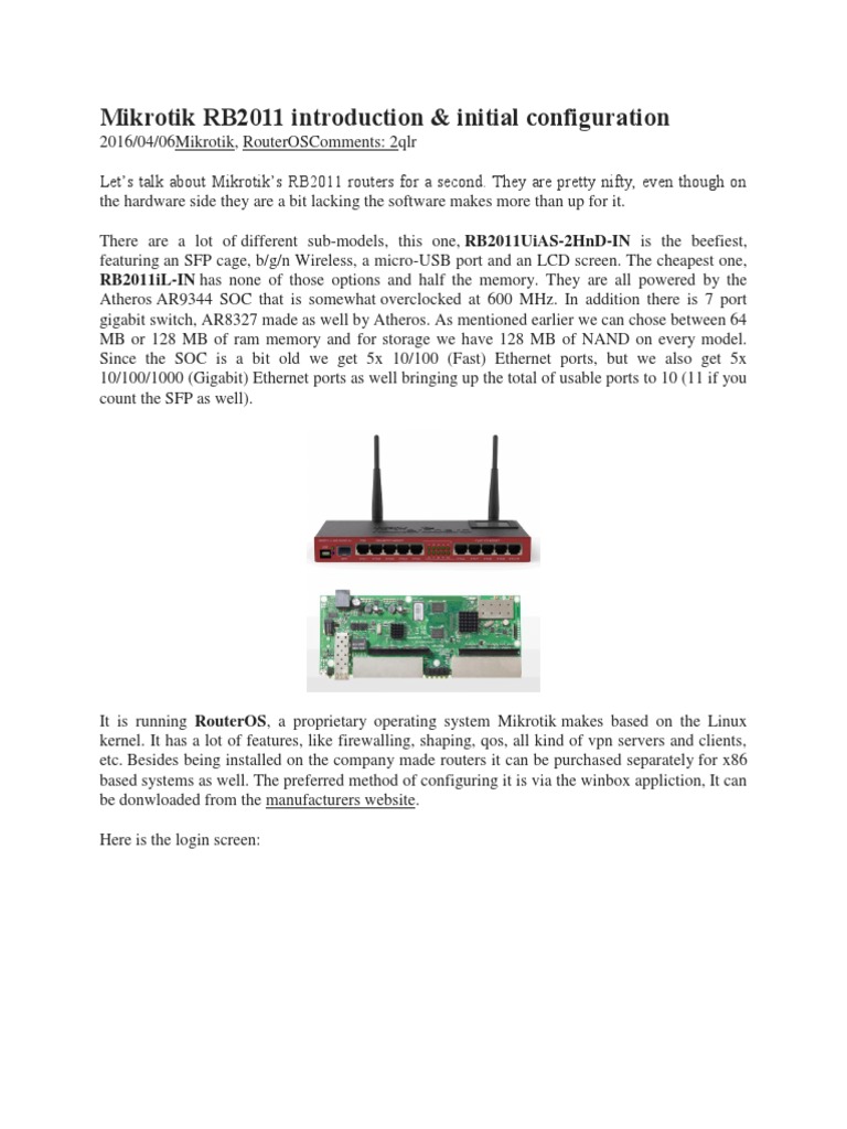 Mikrotik RB2011 Introduction | PDF | Wi Fi | Network Switch