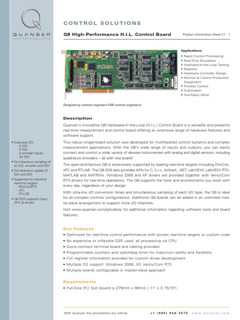 Control Solutions: Q8 High-Performance H.I.L. Control Board | PDF ...