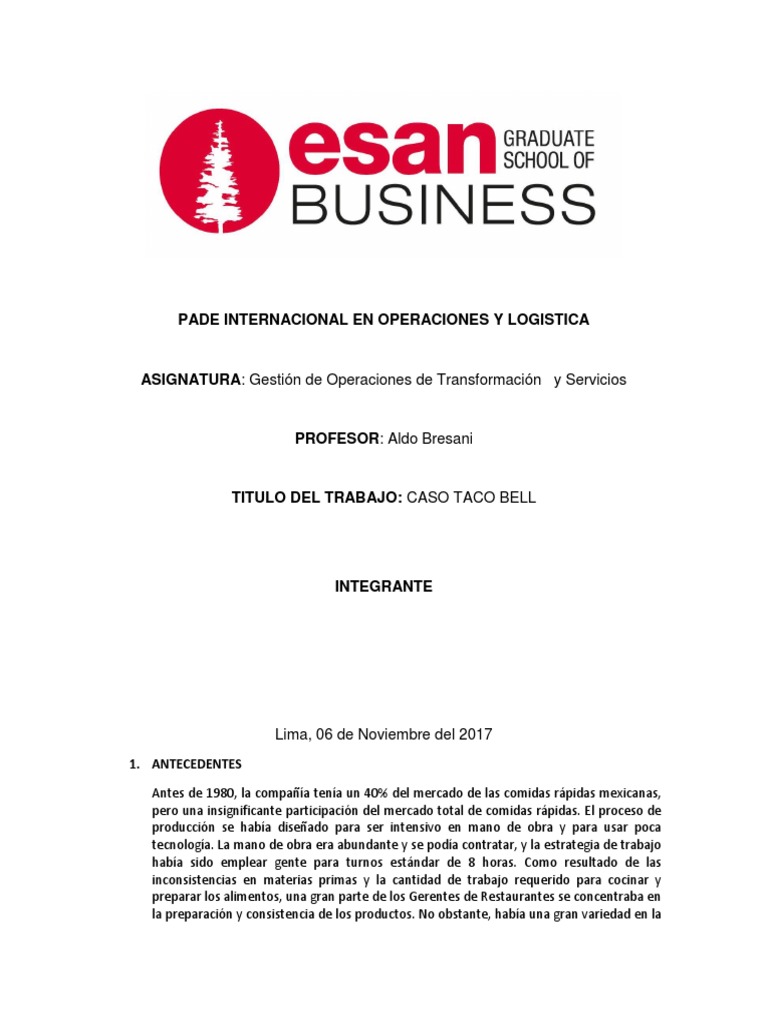 Caso Taco Bell | PDF | Alimentos | Calidad (comercial)