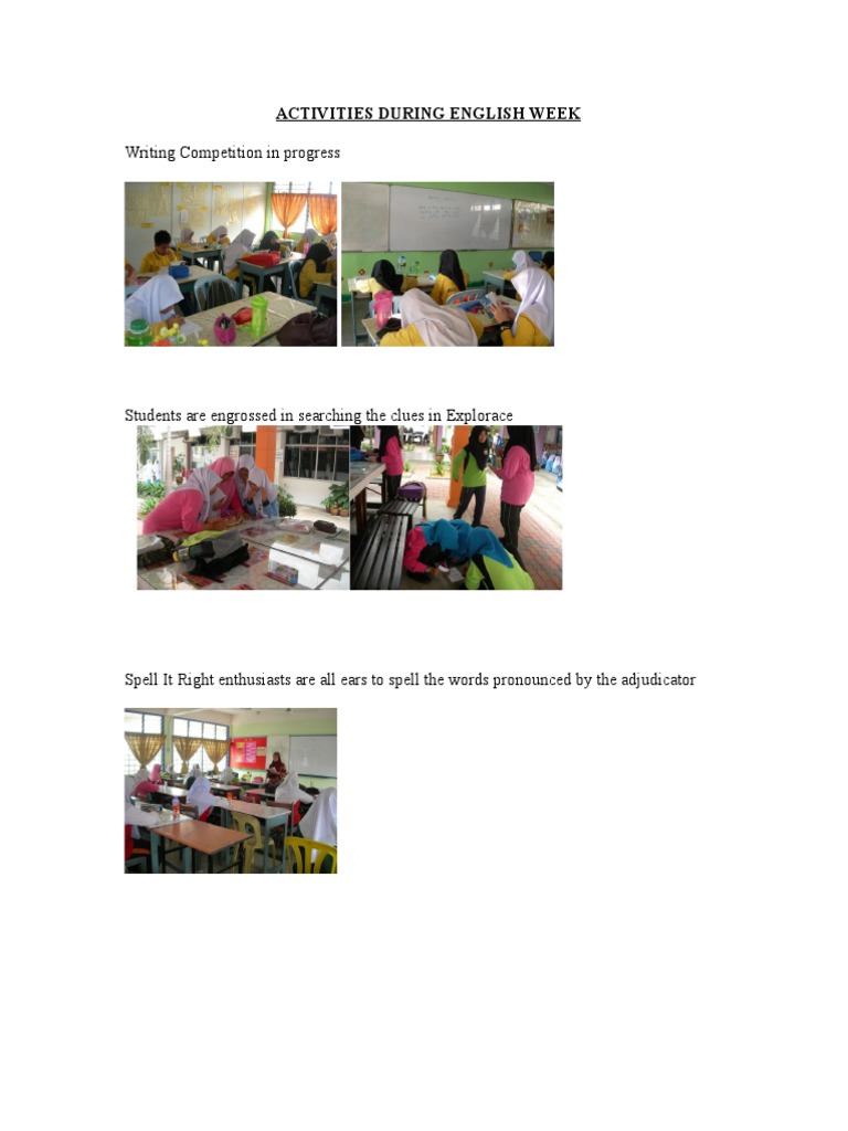 Activities During English Week | PDF