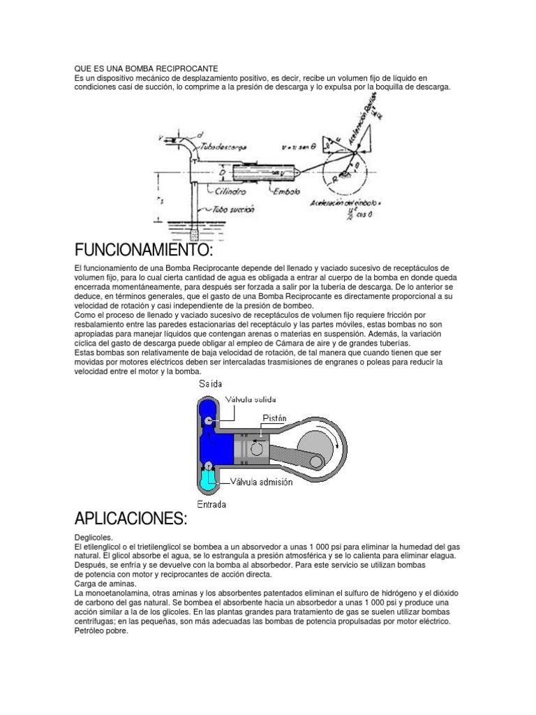 Que Es Una Bomba Reciprocante | Bomba | Pistón