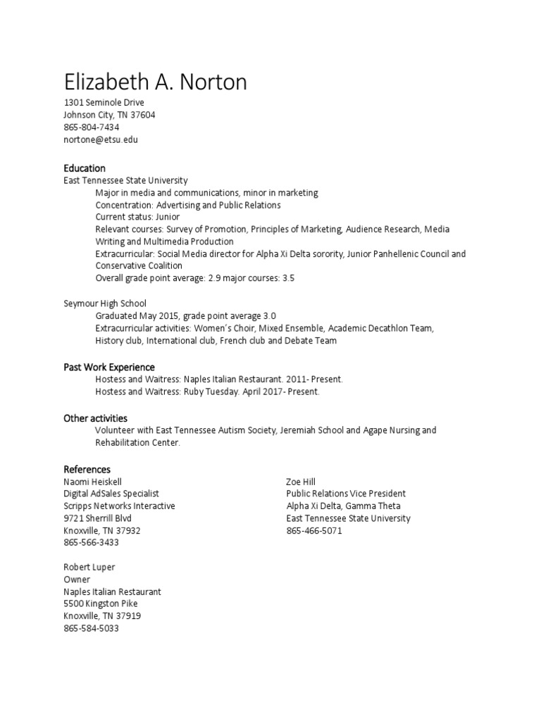 Elizabeth Norton's Resume Overview | PDF | Self-Improvement | Wellness