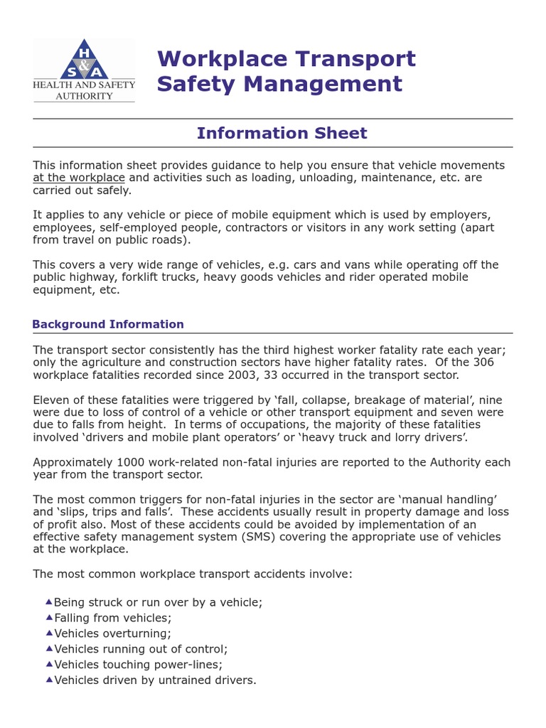 WTS Management Info Sheet | PDF | Risk Assessment | Safety