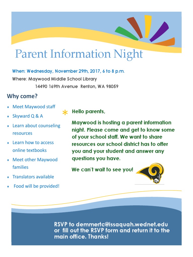 Maywood Parent Information Night 2017 | PDF