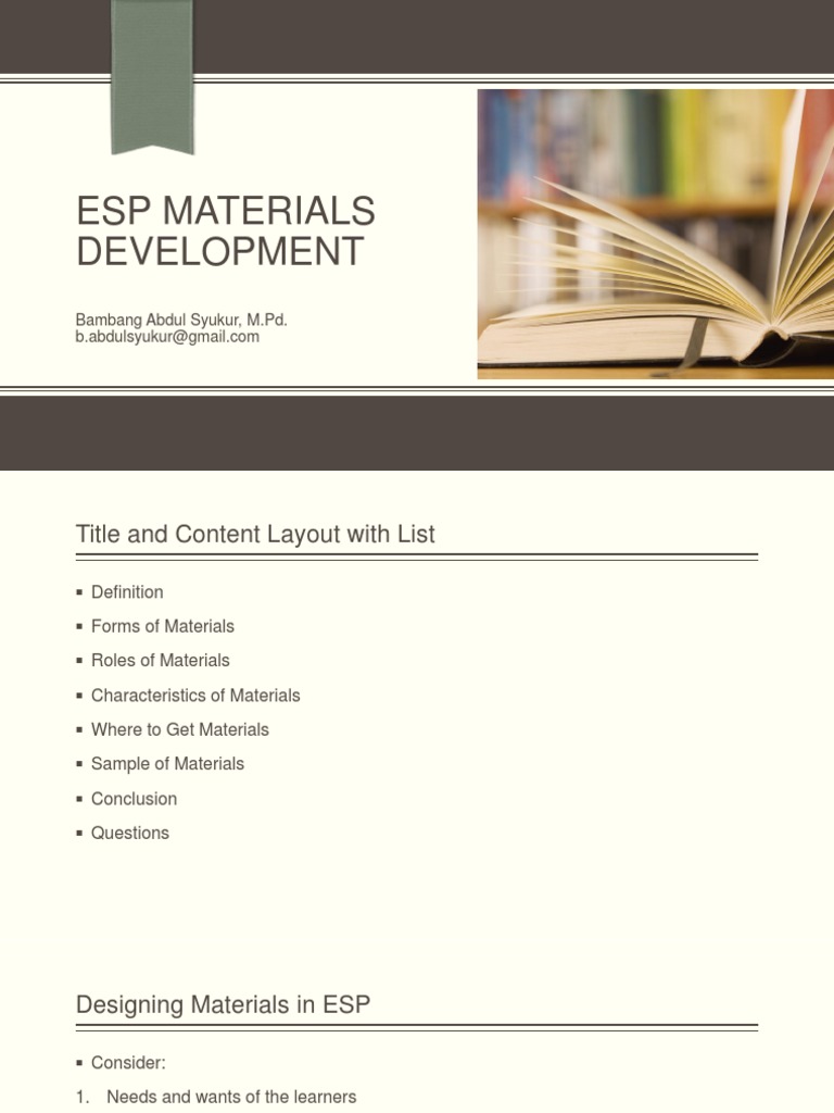 ESP Materials Development Guide | PDF | Education Theory | Human ...