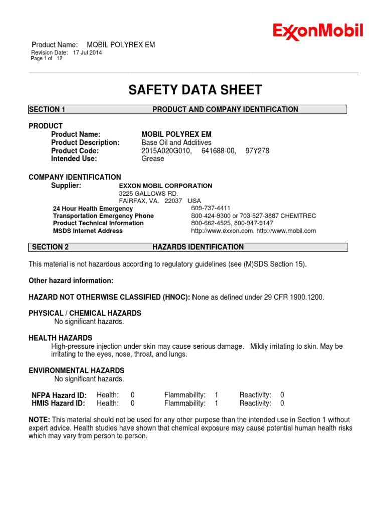 30189 Mobil Polyrex EM | Personal Protective Equipment | Waste