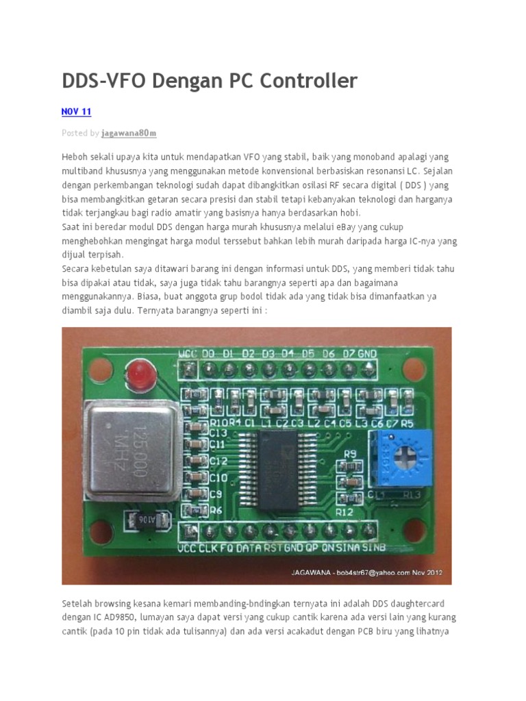 Keterngan DDS-Vfo Modul Dengan PC Controller | PDF