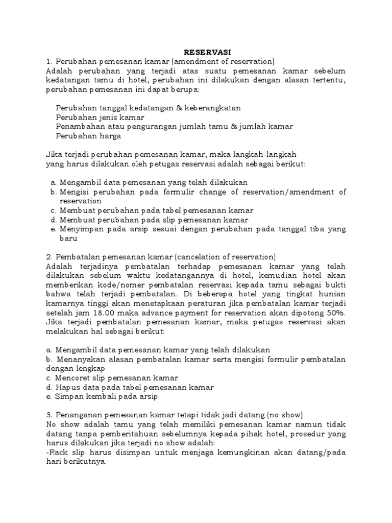 RESERVASI | PDF
