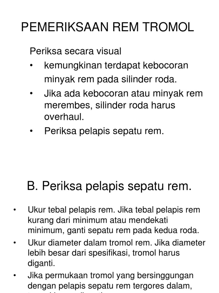 Pemeriksaan Rem Tromol | PDF