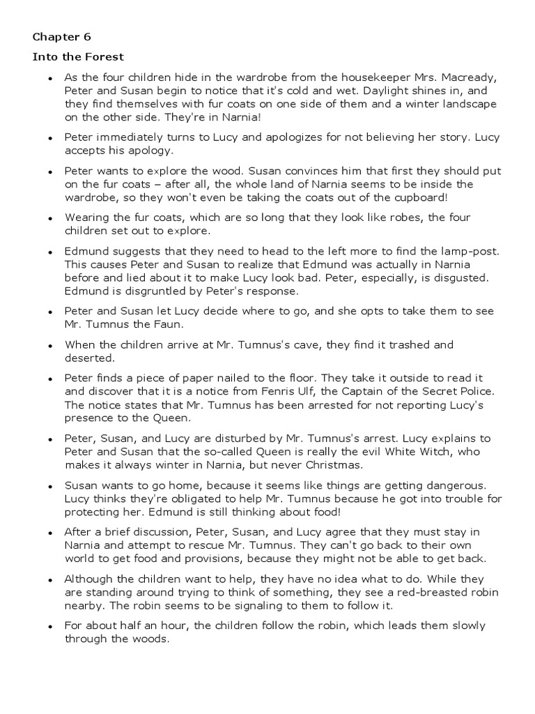 Chapter 6-10 Narnia | PDF | Aslan | The Chronicles Of Narnia