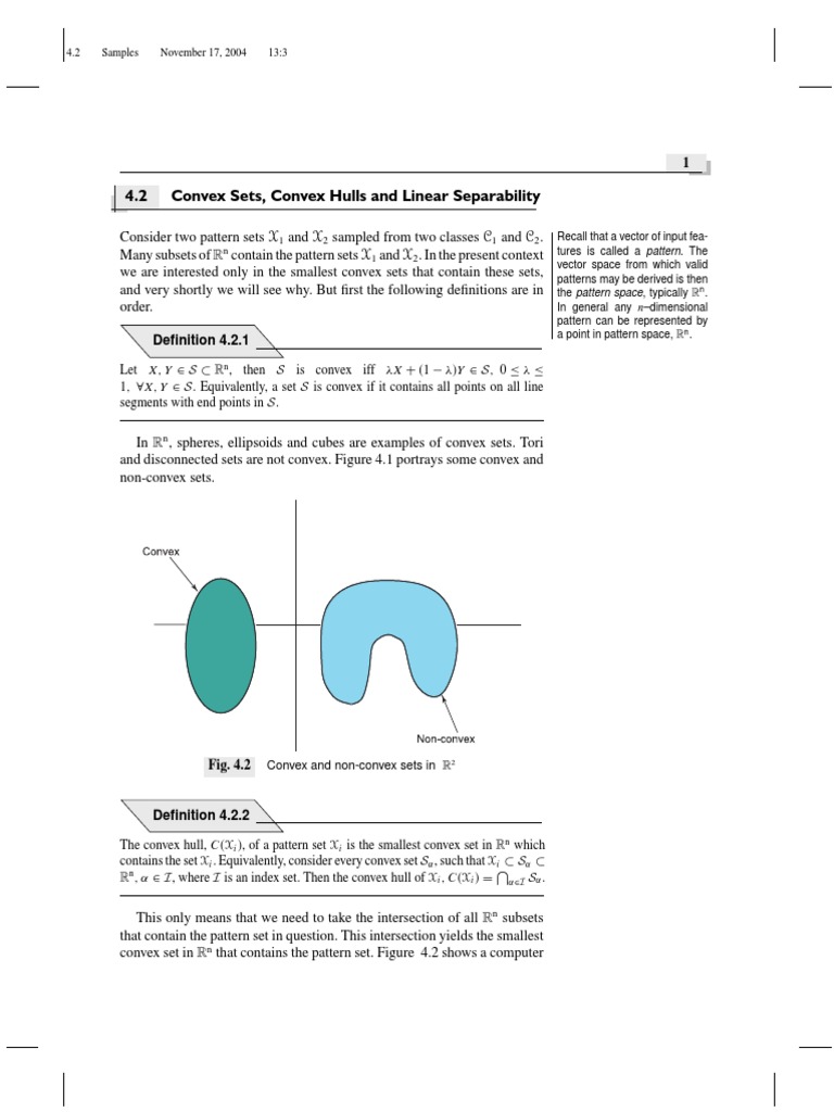 4.2 4.2 Convex Sets, Convex Hulls and Linear Separability: X X C C X X | PDF | Convex Set ...