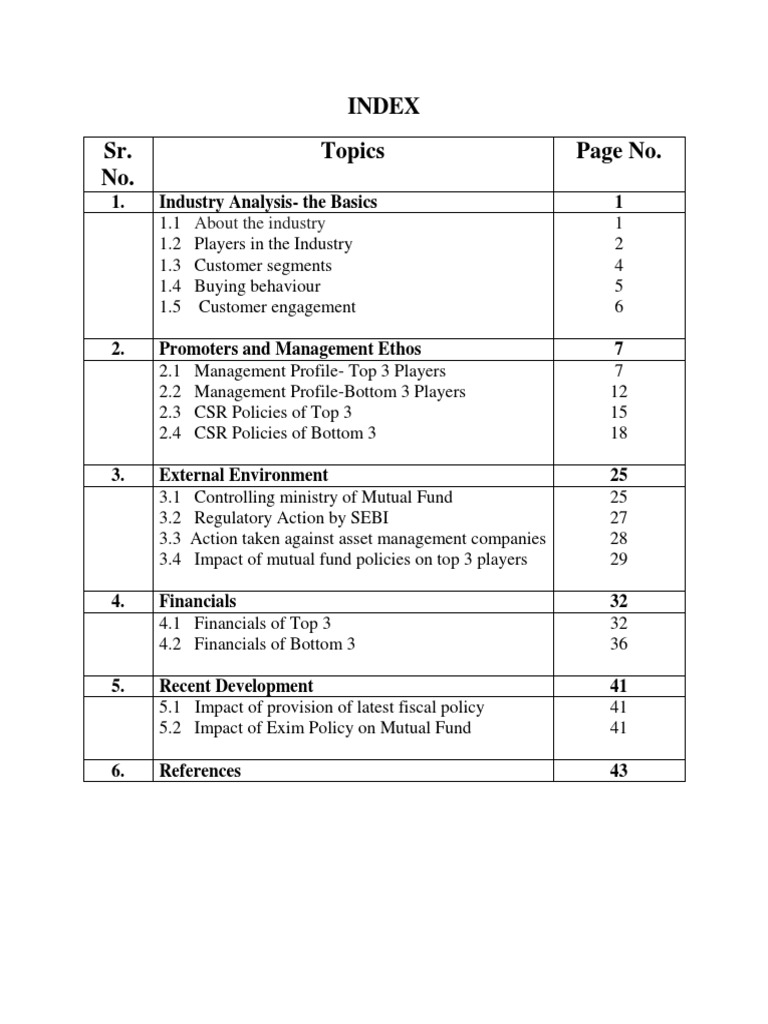 Index Sr. No. Topics Page No.: 1. Industry Analysis-The Basics 1 | PDF