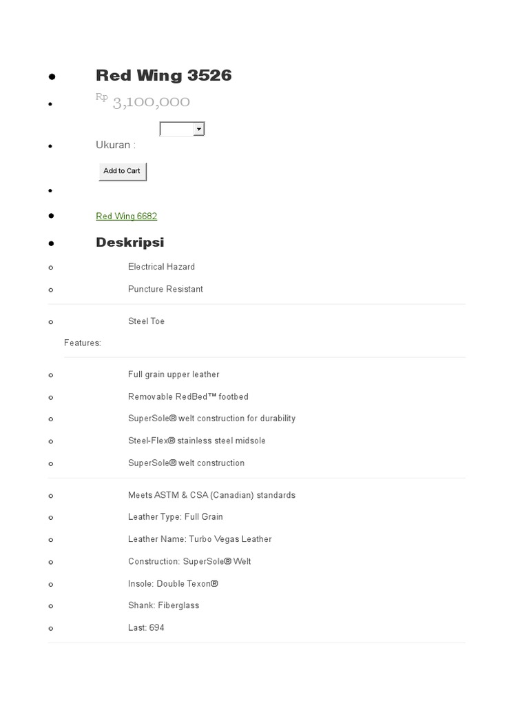 Red Wing 3526: Deskripsi | PDF | Shoe | Footwear