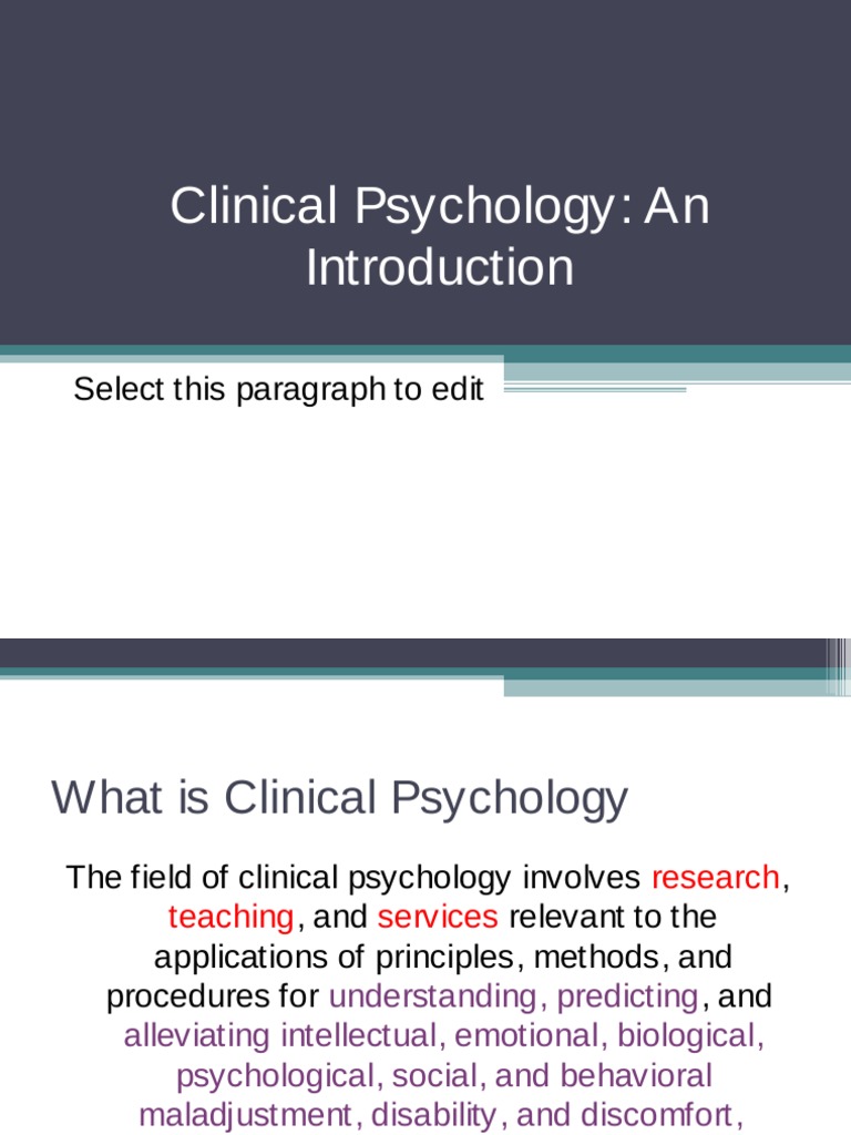 Overview of Clinical Psychology | PDF | Psychologist | Clinical Psychology