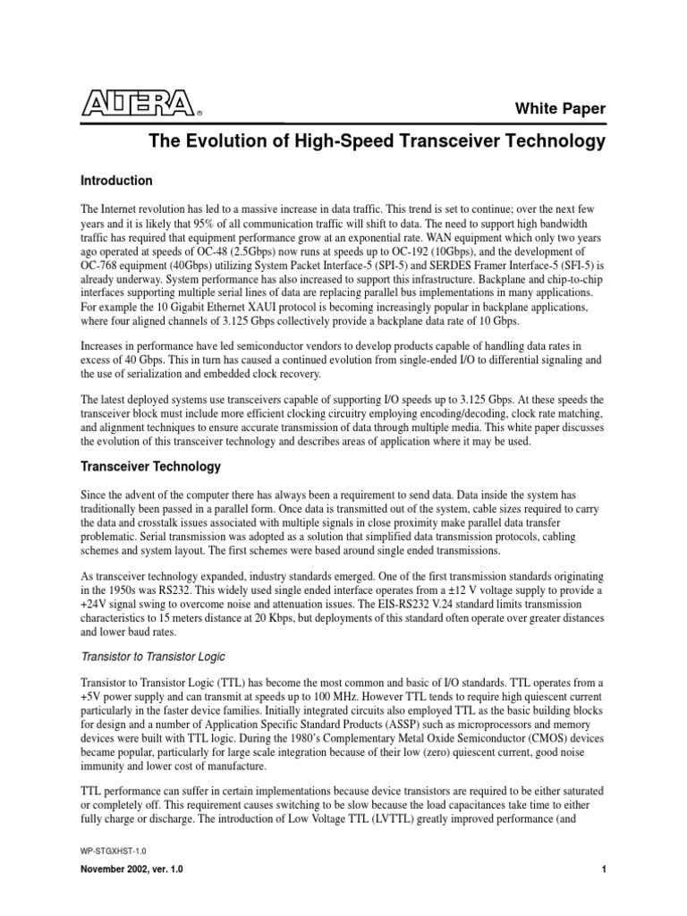 The Evolution of High-Speed Transceiver Technology: White Paper | PDF ...