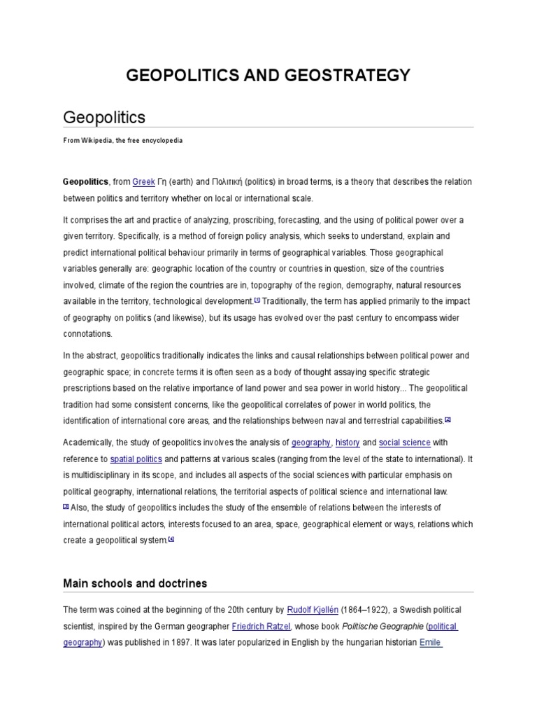 Geopolitics and Geostrategy | PDF | Geopolitics | International Security