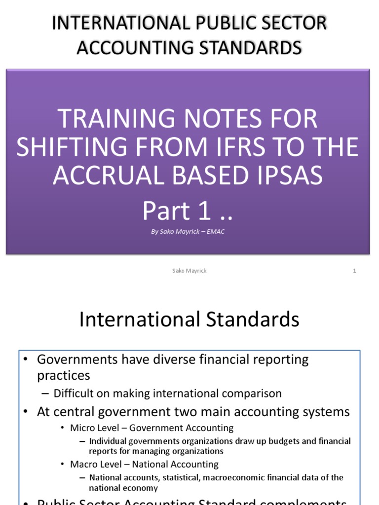 International Public Sector Accounting Standards: Training Notes For ...