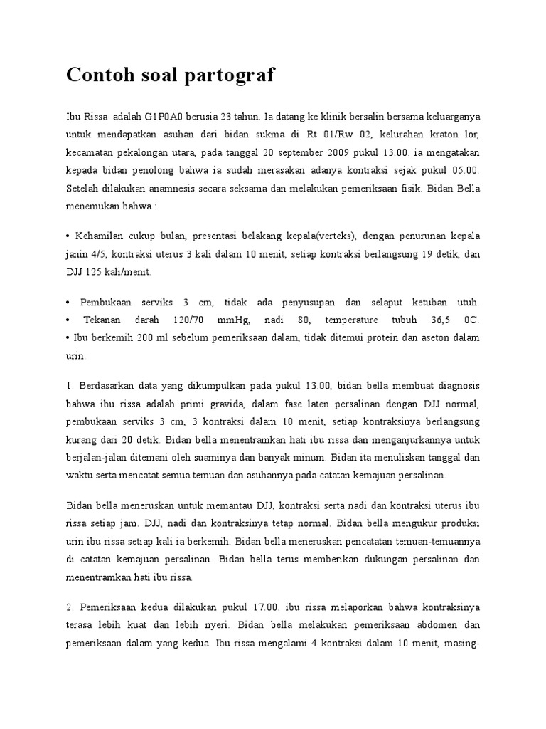 Contoh Soal Partograf | PDF