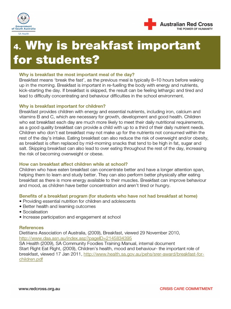 Why Is Breakfast Important For Students? | PDF | Obesity | Nutrition