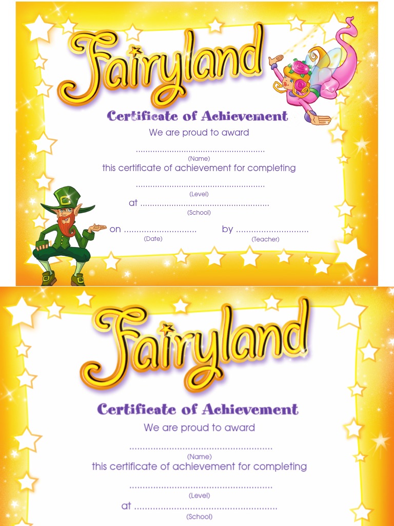 Fairyland Certificate PDF | PDF