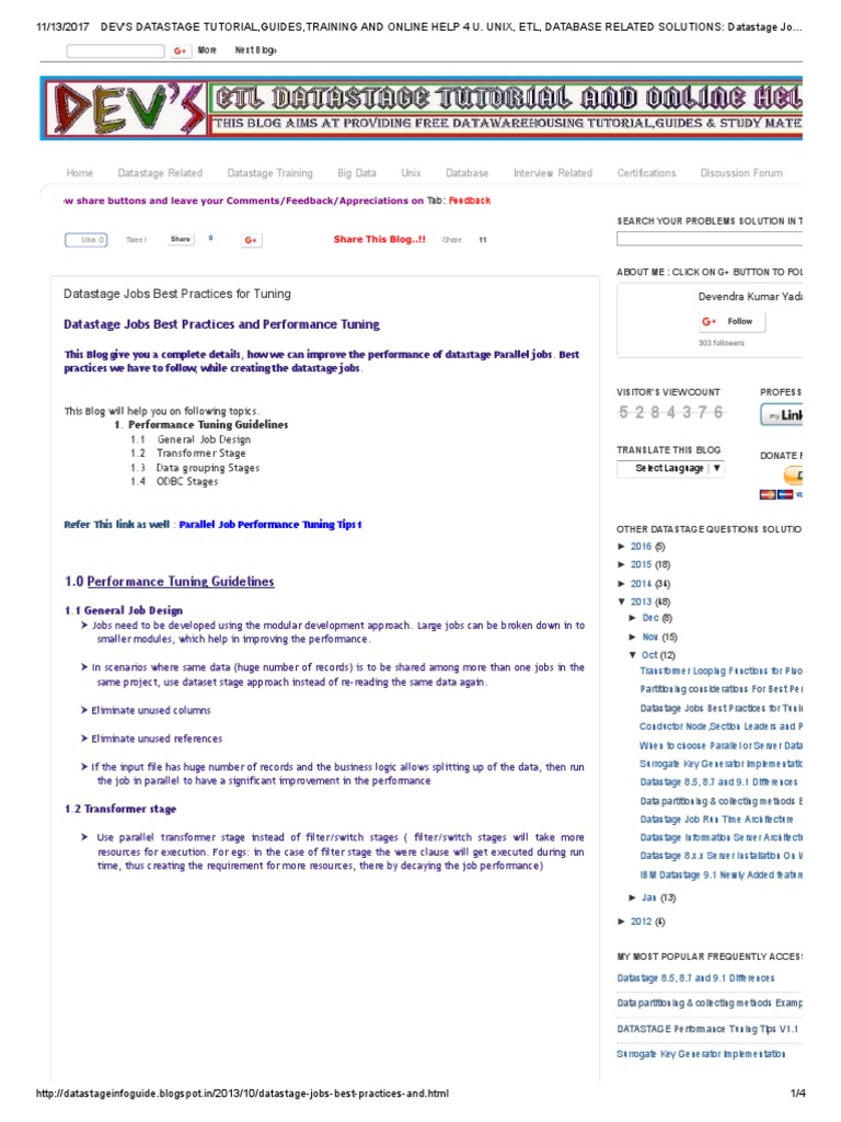 Datastage Jobs Best Practices and Performance Tuning | PDF | Databases | Digital Technology