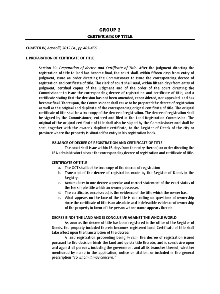Certificate of Title Preparation Process | PDF | Deed | Concurrent Estate