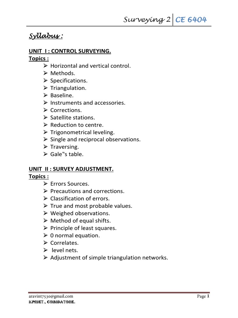 Surveying 2: Unit I: Control Surveying. Topics | PDF | Surveying ...