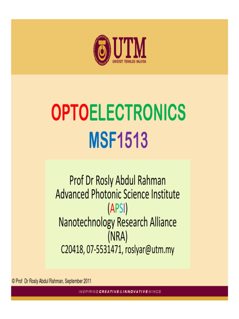 Optoelectronics Info Intro | PDF | Optics | Photonics