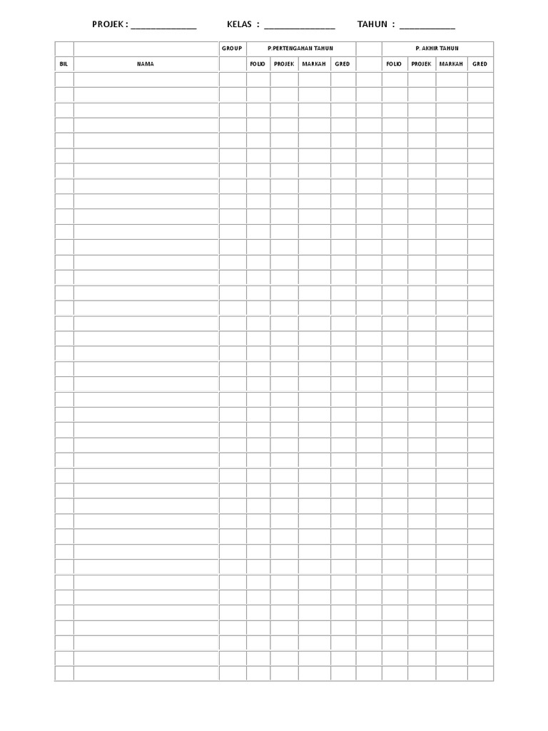 Template Markah Projek RBT | PDF